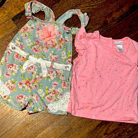 Little Lass | Matching Sets | Little Lass Flower Overalls With Pink ...